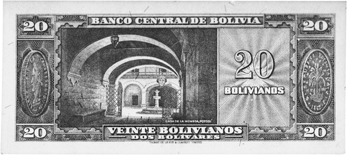 1945 Bolivia 20 Bolivianos values and price guide