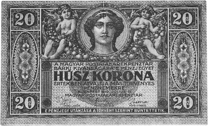 1919 Hungary 20 Korona values and price guide