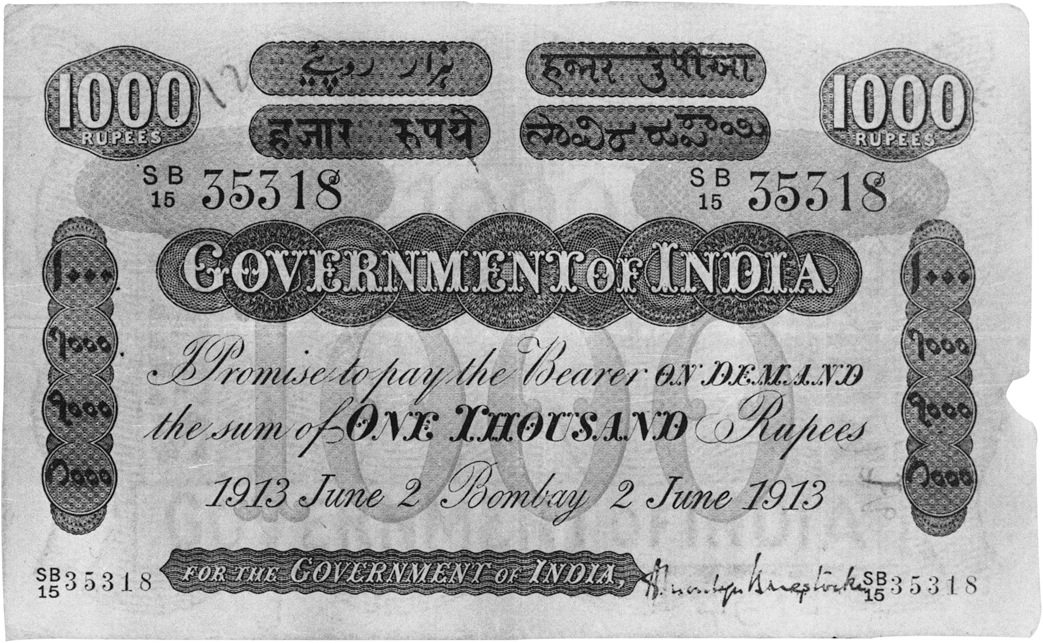 1909-1927 India 1000 Rupees values and price guide