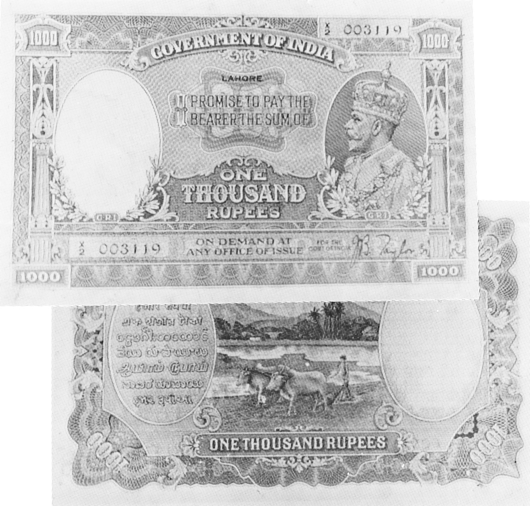 1928 India 1000 Rupees values and price guide
