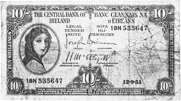1945-1959 Ireland - Eire 10 Shillings values and price guide