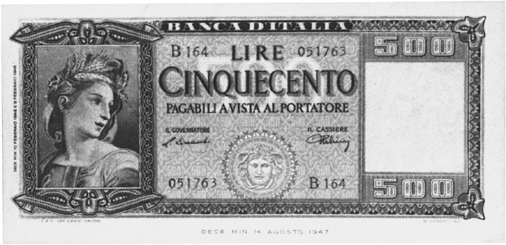 1947 Italy 500 Lire values and price guide