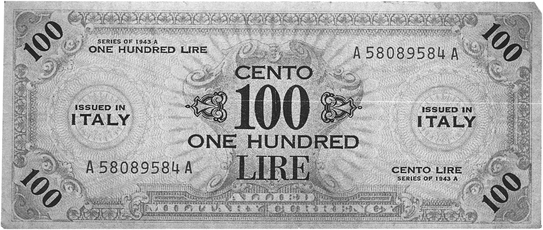 1943 Italy 100 Lire values and price guide