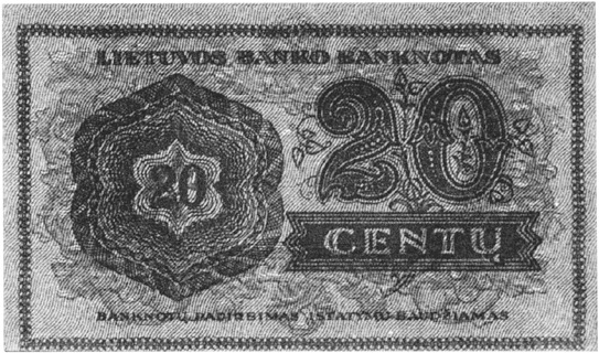 1922 Lithuania 20 Centu values and price guide