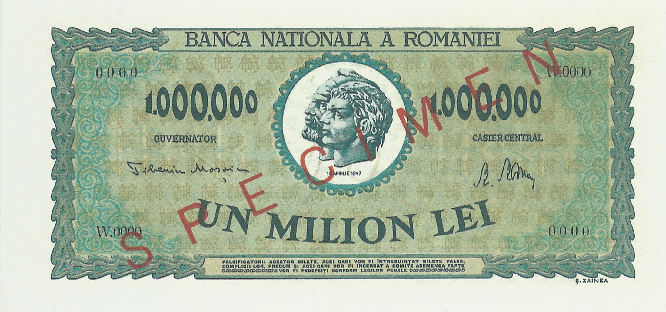 1947 Romania 1,000,000 Lei values and price guide