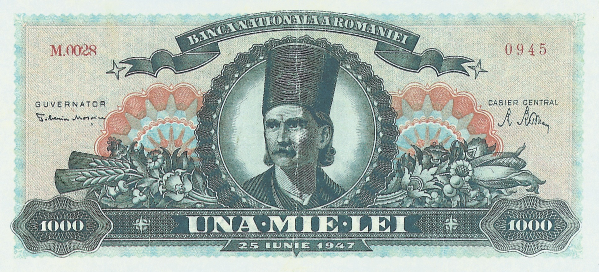 1947 Romania 1000 Lei values and price guide