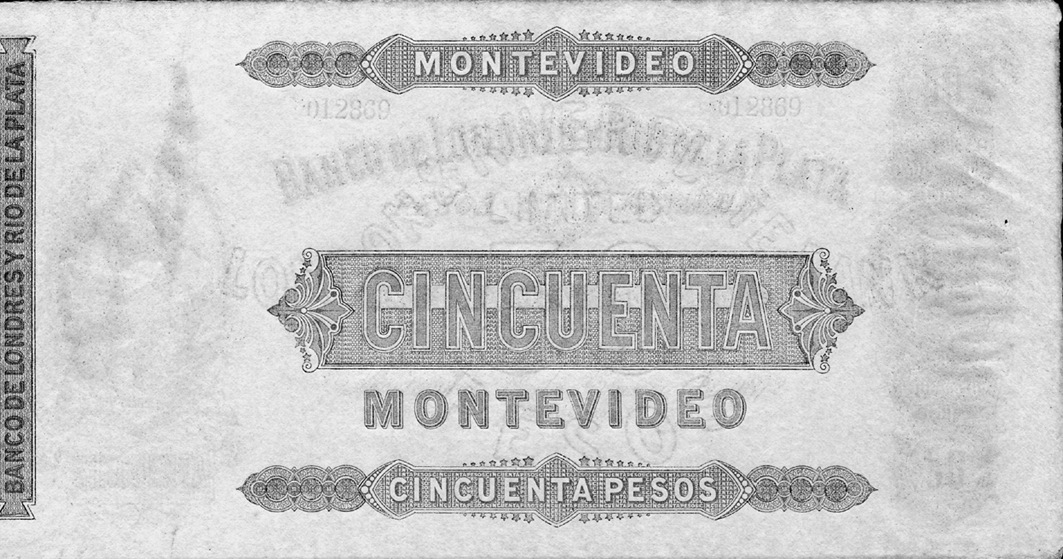 Uruguay 50 Pesos = 5 Doblones values and price guide