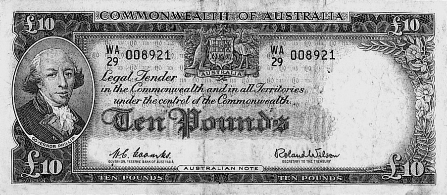 1960-1965 Australia 10 Pounds values and price guide