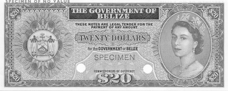 1974-1976 Belize 20 Dollars values and price guide