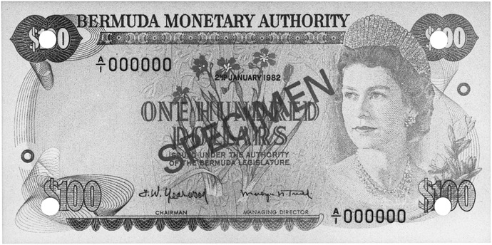 1982-1986 Bermuda 100 Dollars values and price guide