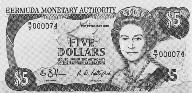 1989 Bermuda 5 Dollars values and price guide