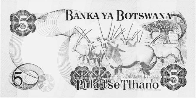 1982 Botswana 5 Pula values and price guide