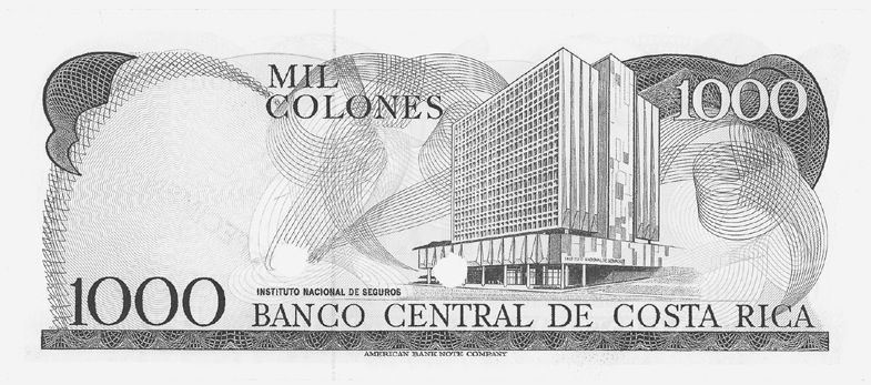 1986-1989 Costa Rica 1000 Colones values and price guide