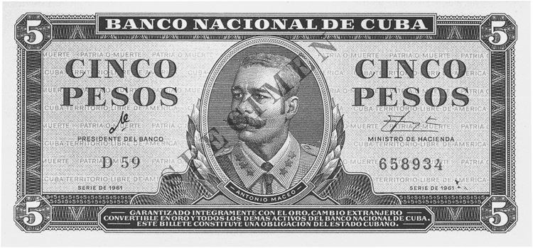 1961-1965 Cuba 5 Pesos values and price guide
