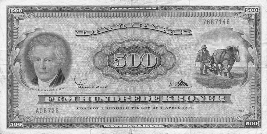 1960-1967 Denmark 500 Kroner values and price guide