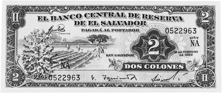 1962-1964 El Salvador 2 Colones values and price guide