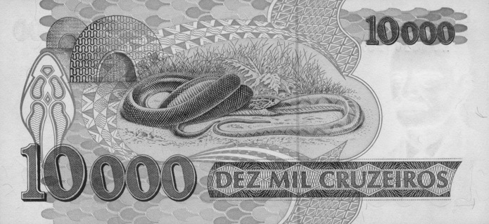 1992 Brazil 10,000 Cruzeiros values and price guide