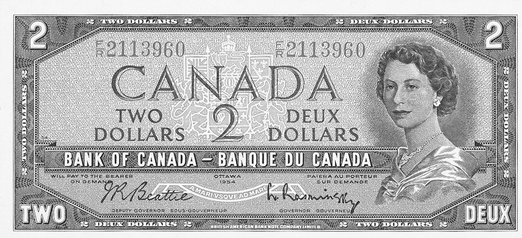 1954-1973 Canada 2 Dollars values and price guide
