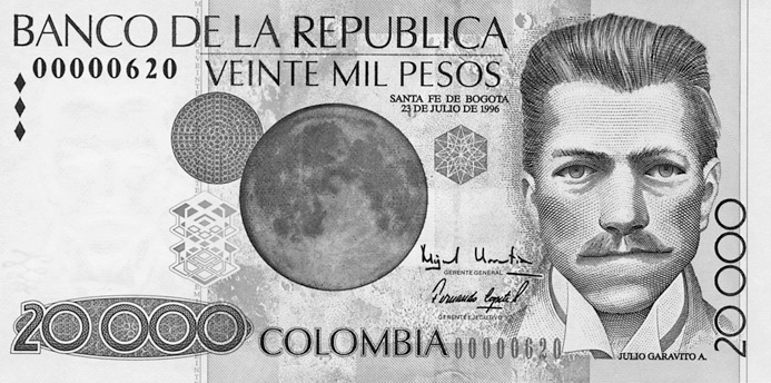 1993-1995 Colombia 20,000 Pesos values and price guide