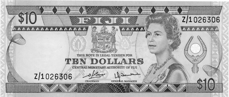 1980 Fiji 10 Dollars values and price guide