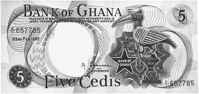 1967-1969 Ghana 5 Cedis values and price guide