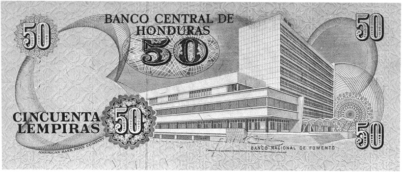 1976-1993 Honduras 50 Lempiras values and price guide