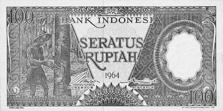 1964 Indonesia 100 Rupiah values and price guide