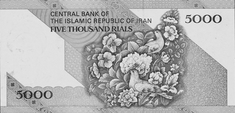 1993 Iran 5000 Rials values and price guide