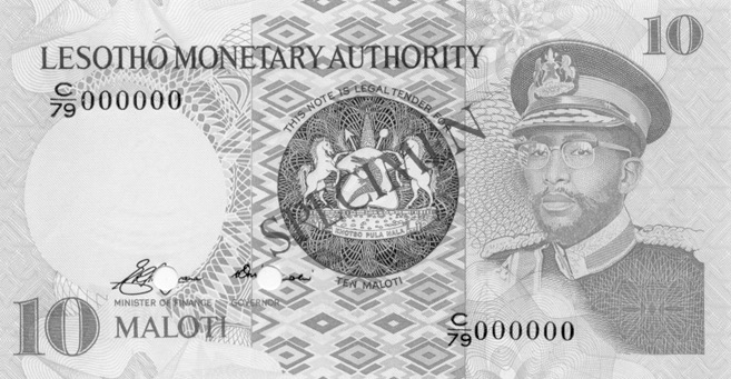 1979 Lesotho 10 Maloti values and price guide