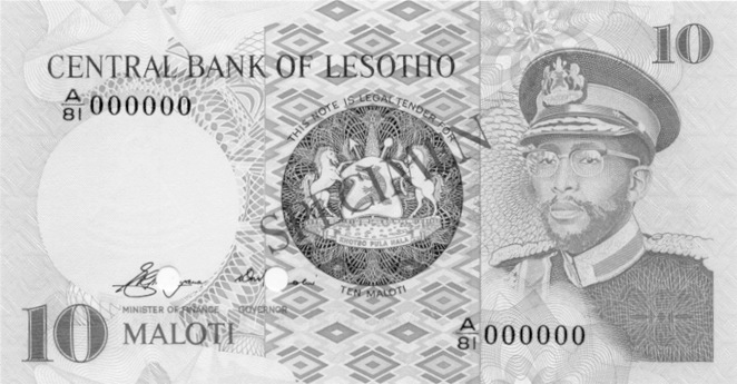 1981 Lesotho 10 Maloti values and price guide