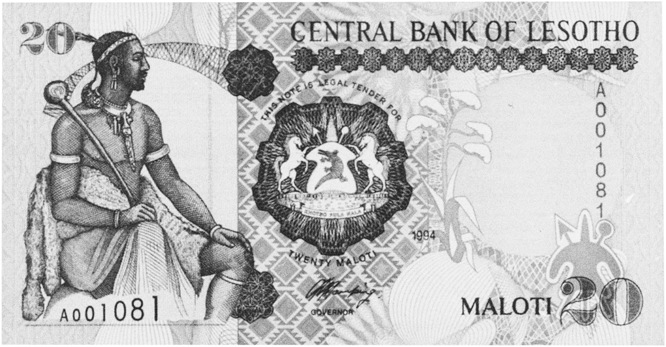 1994 Lesotho 20 Maloti values and price guide