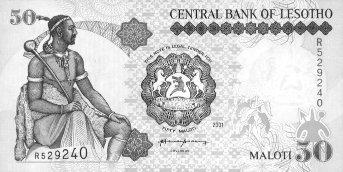 1994-1997 Lesotho 50 Maloti values and price guide