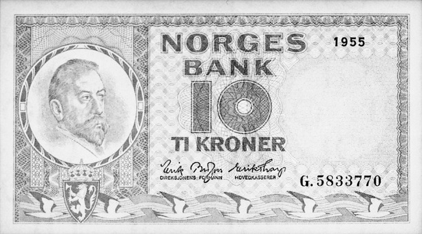 1954-1973 Norway 10 Kroner values and price guide