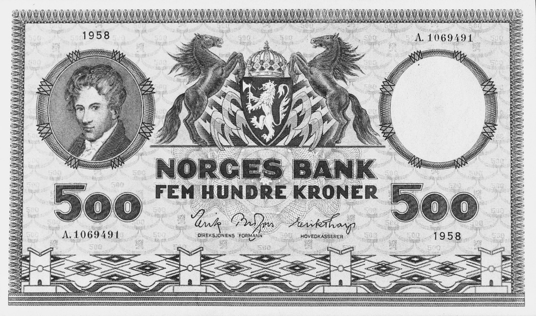 1948-1976 Norway 500 Kroner values and price guide