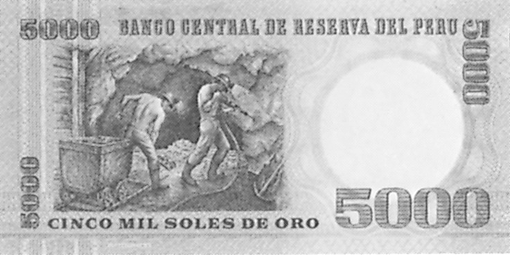 1976-1985 Peru 5000 Soles de Oro values and price guide