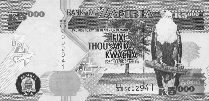 2003 Zambia 5000 Kwacha values and price guide