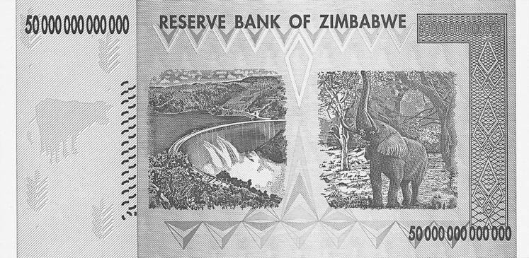 2009 Zimbabwe 50 Trillion Dollars values and price guide