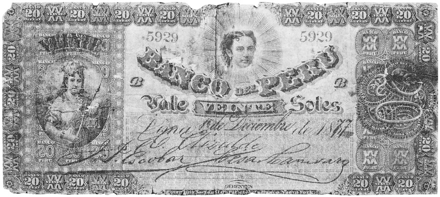 Peru 20 Soles values and price guide