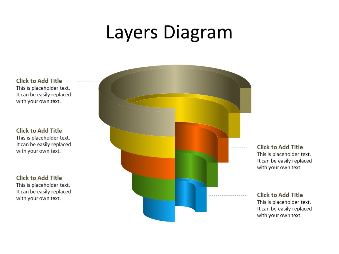 PPT Slide-Funnel Diagram - 5 Layers - Multicolor
