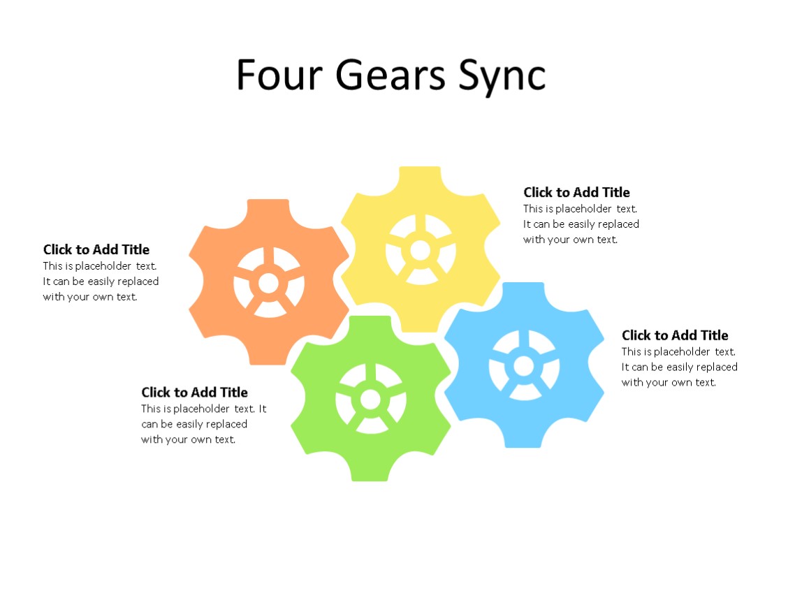 PPT Slide-Process Diagram - 4 Gears - Multicolor