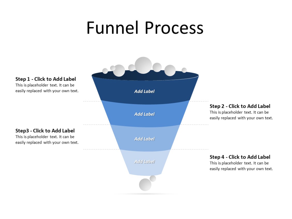 PPT Slide-Funnel Diagram - 4 Stages - Multicolor