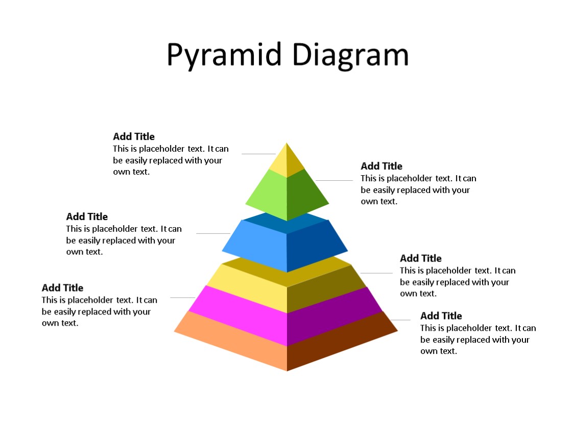 PPT Slide-Pyramid Diagram - 6 Stages - Multicolor
