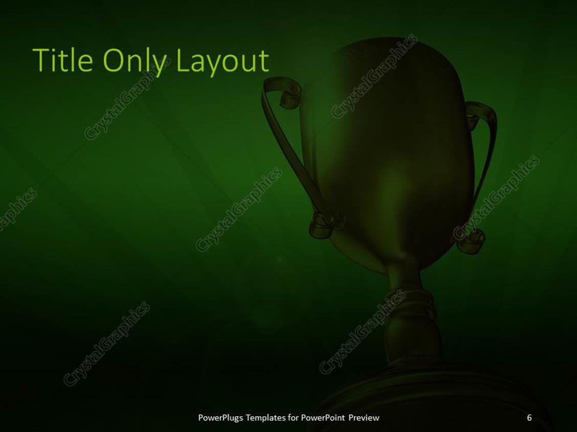 PowerPoint Template: 3D rendering of bronze trophy on green background ...