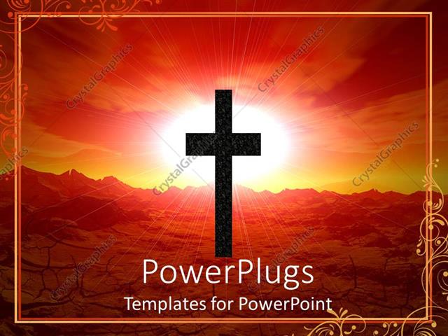 PowerPoint Template: Abstract depiction of a large cross with a ...