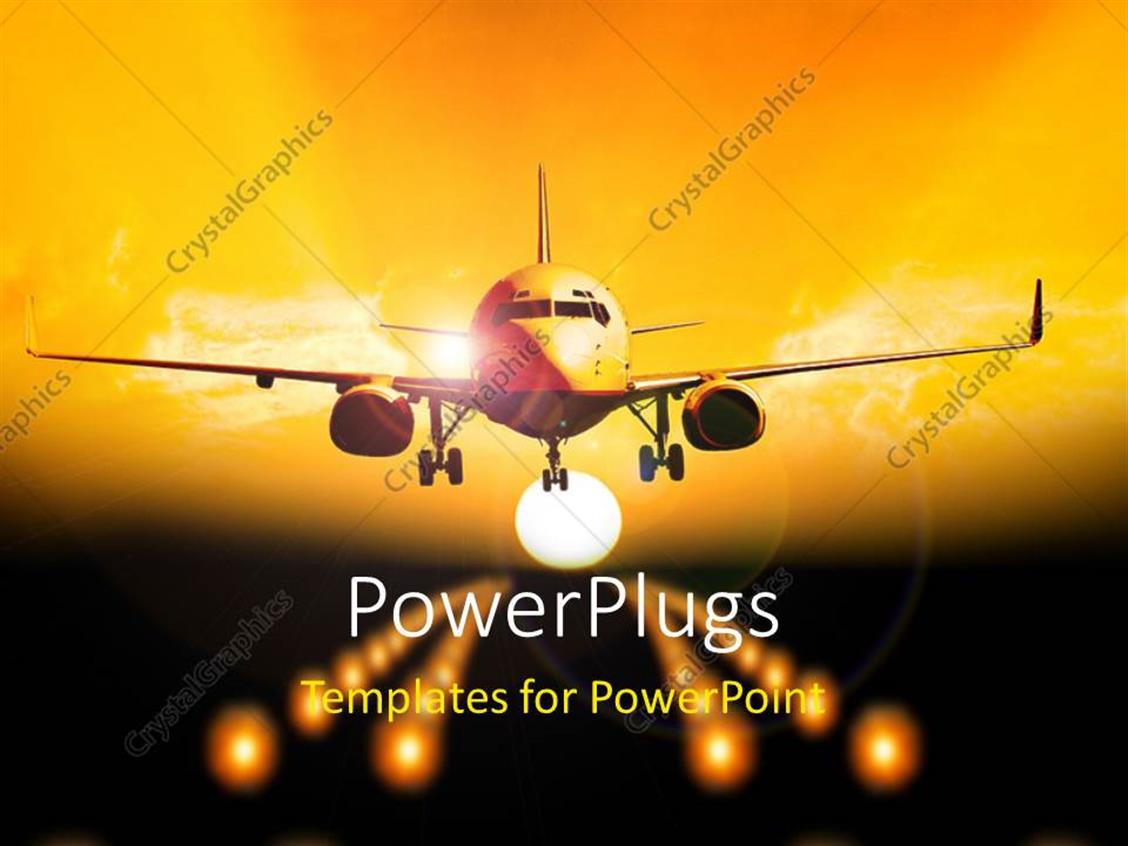 PowerPoint Template: an airplane taking off with sky in the background ...