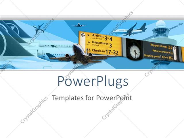 PowerPoint Template: airport airplane transportation theme with flying ...