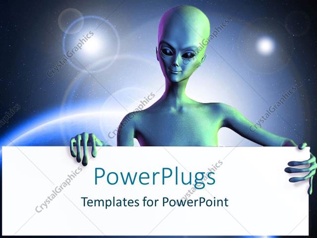 PowerPoint Template: an alien in front with space like intense ...