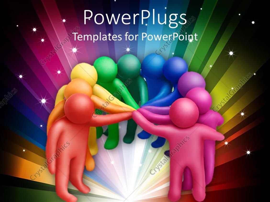 PowerPoint Template: Animated multi colored human figures joining their ...