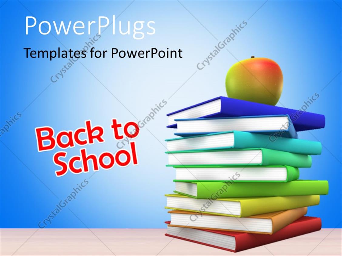 PowerPoint Template: Back to School concept with colored 3D Books and ...