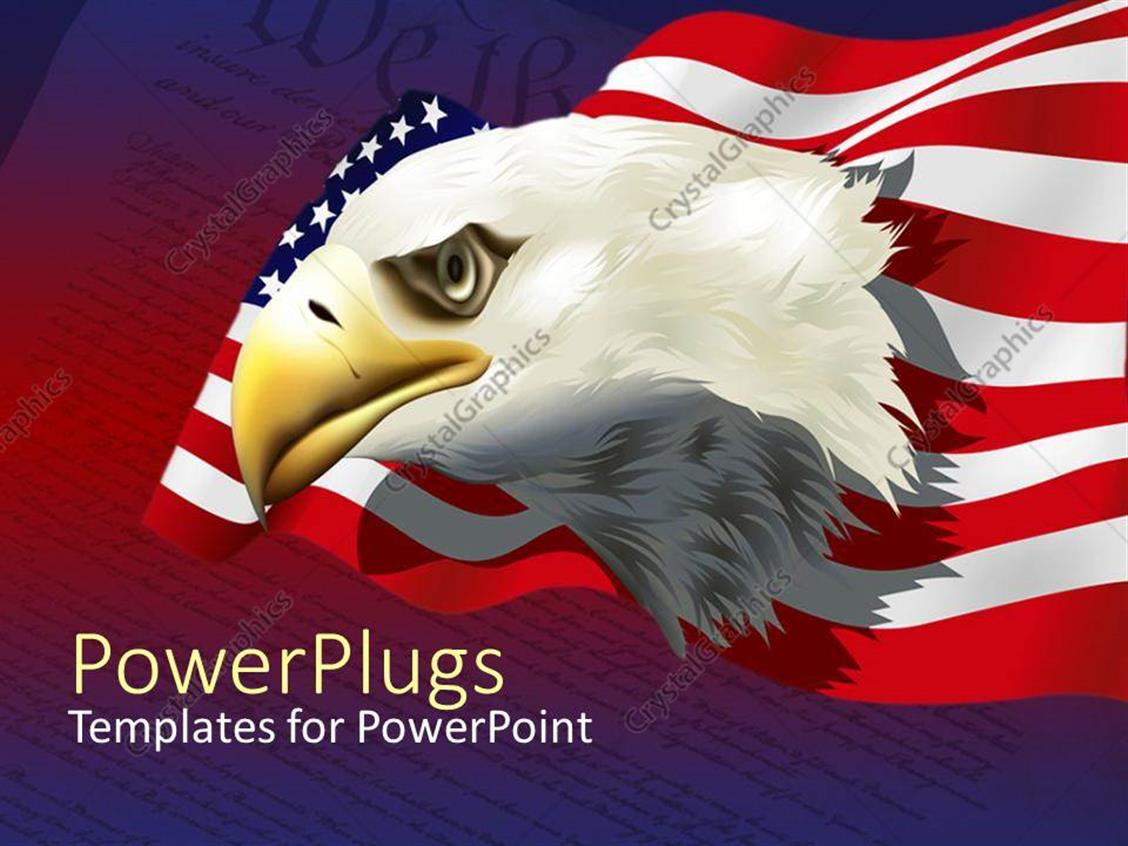 PowerPoint Template: Bald American eagle with American flag over United ...
